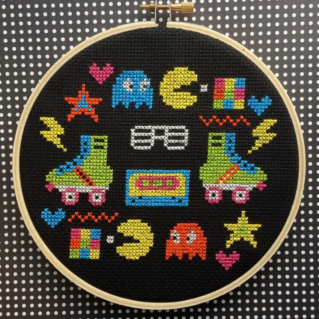 80's Sampler Counted Cross Stitch DIY KIT by Spot Colors - Etsy