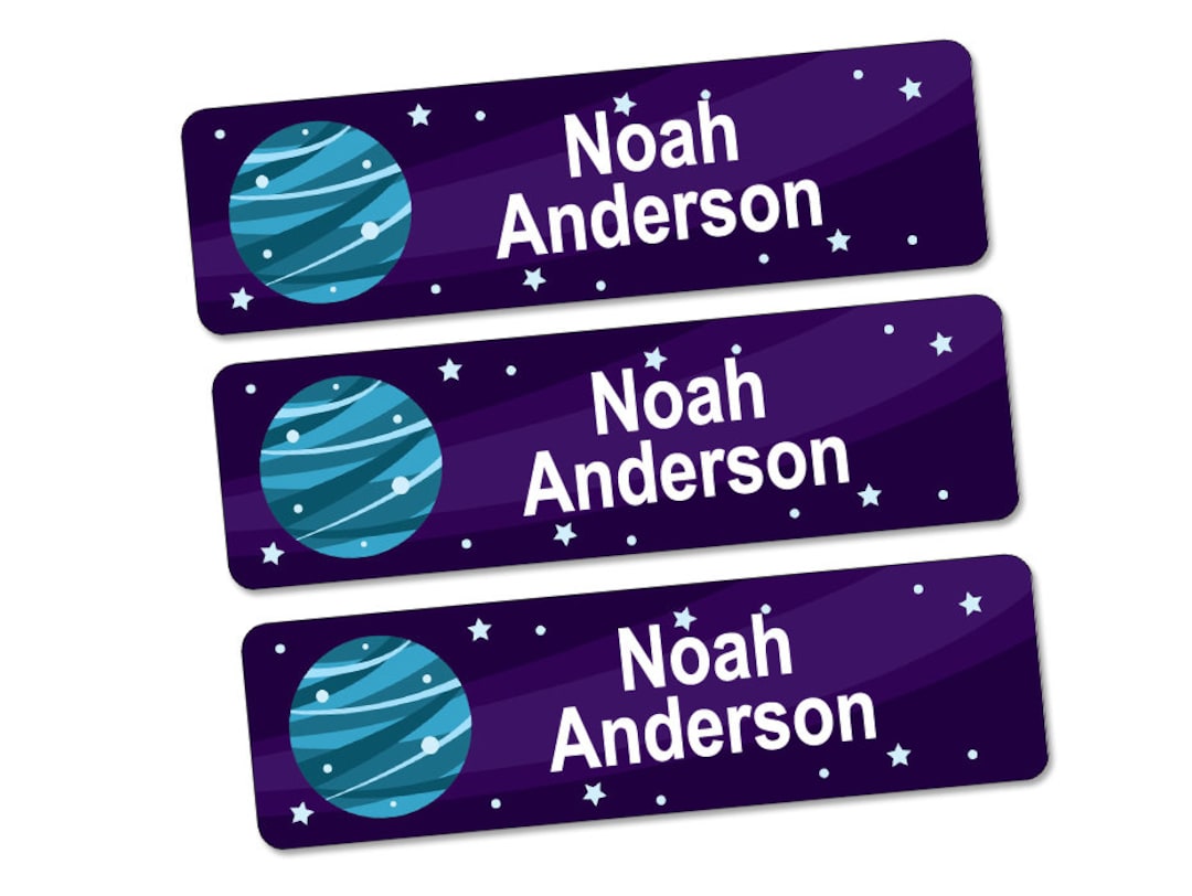 Kids Name Labels, Stick on Name Labels, Waterproof Labels (outer Space ...