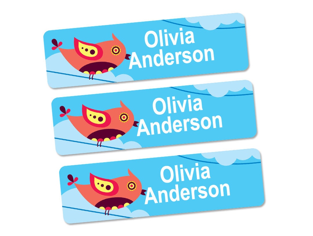 Daycare Labels, Name Labels for Kids, Waterproof Labels (bird Design ...