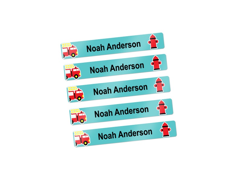 34 Mini CAMP LABELS, Waterproof Labels, Kids Labels (fire Truck Design ...