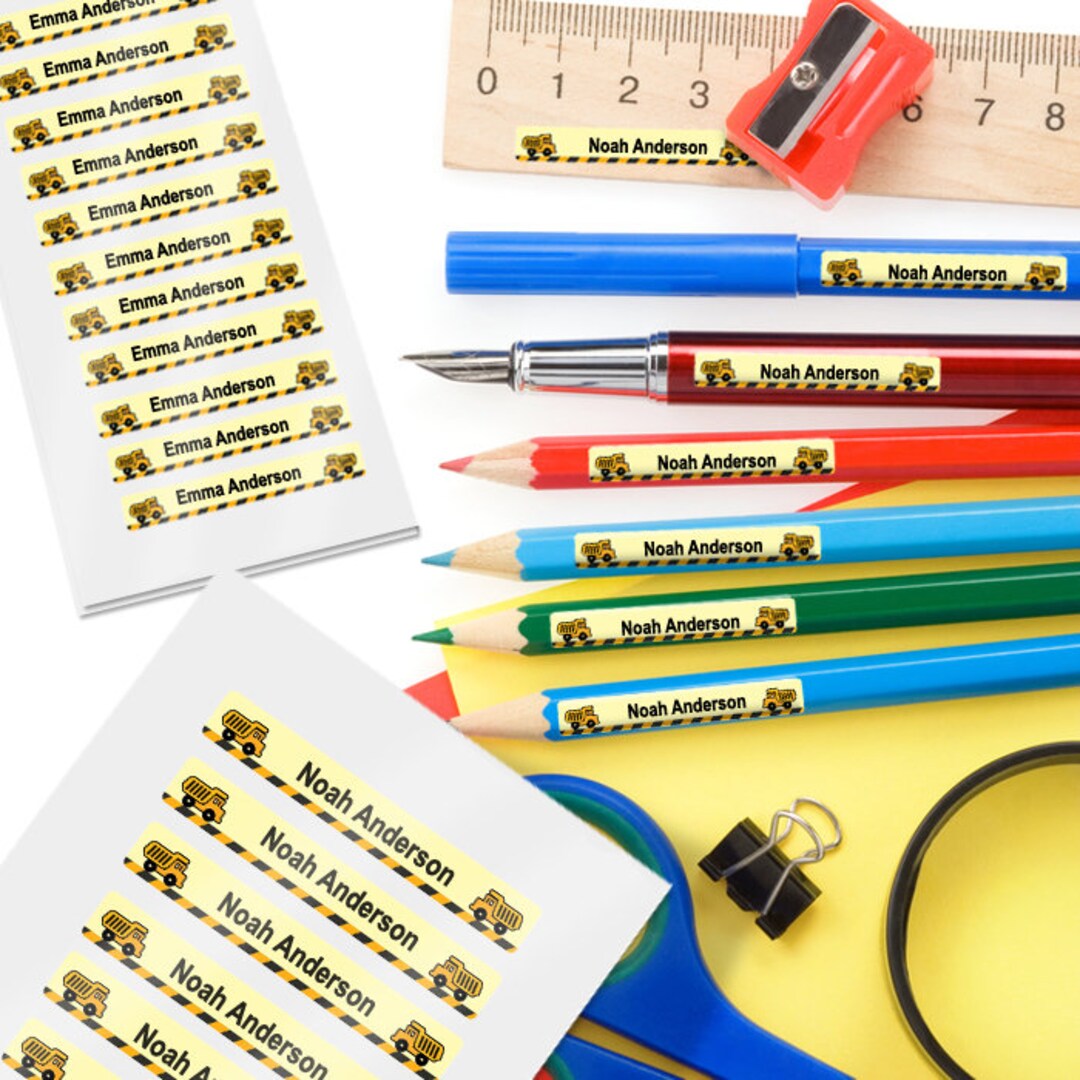 34 MINI LABELS, Pen Labels, Pencil Labels, Crayon Labels, School Supply ...