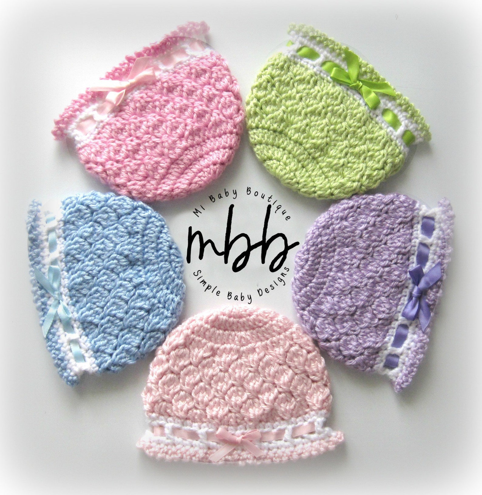 Honeycomb Baby Caps CROCHET PATTERN Girls Infant Cute - Etsy