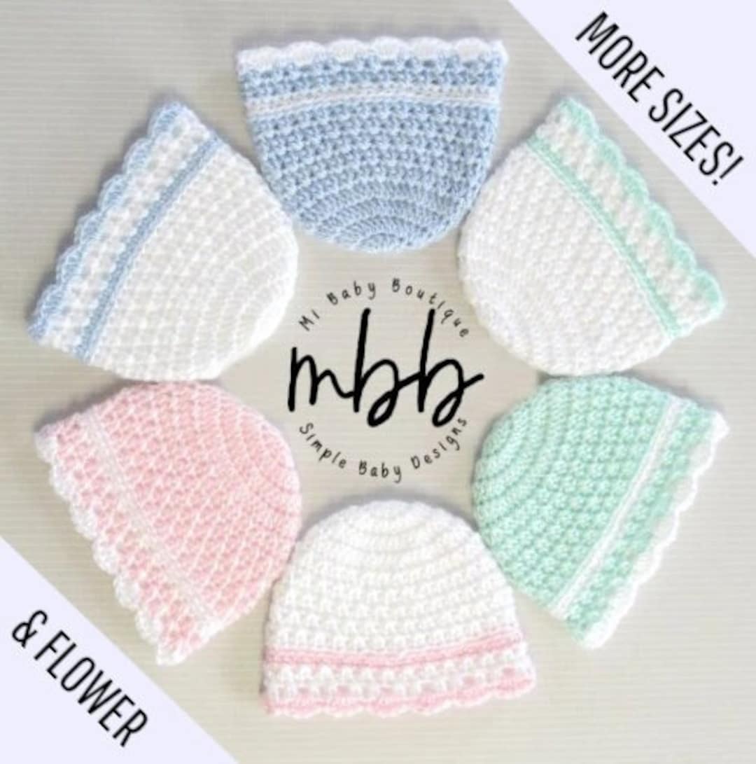 Dressy X N' O's Newborn Hat - 6 Sizes - CROCHET PATTERN | With Flower ...