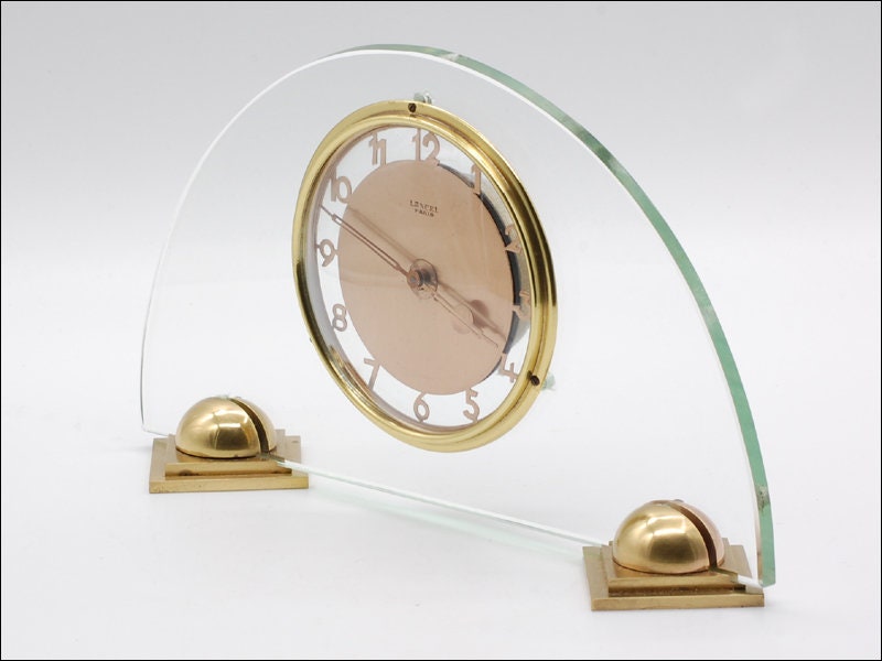 Antique 1920s Lancel Paris Art Deco Glass & Brass Desk or Shelf ...