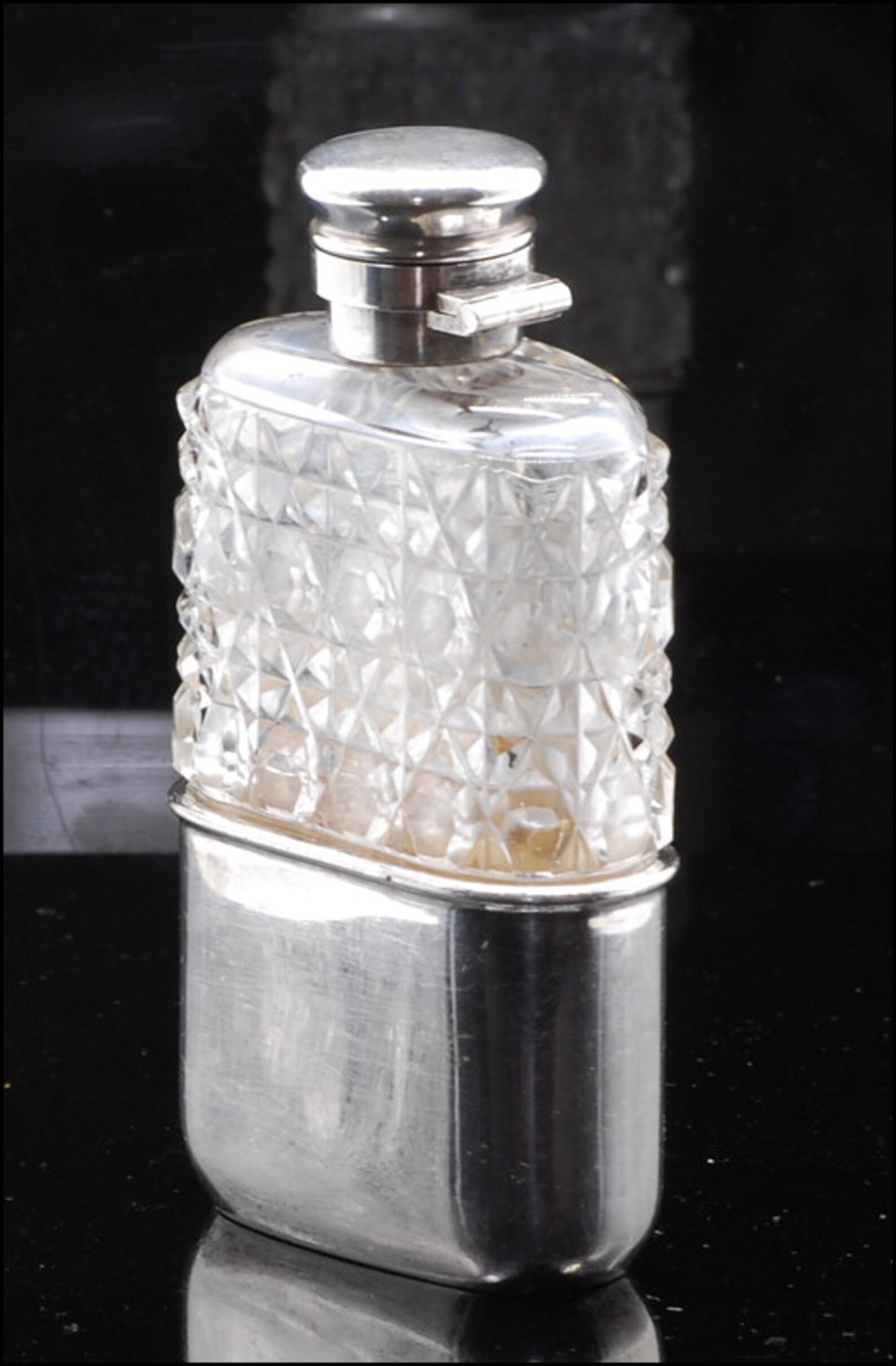 Antique 1910 Cut Glass & Silver Plate Flask - Etsy