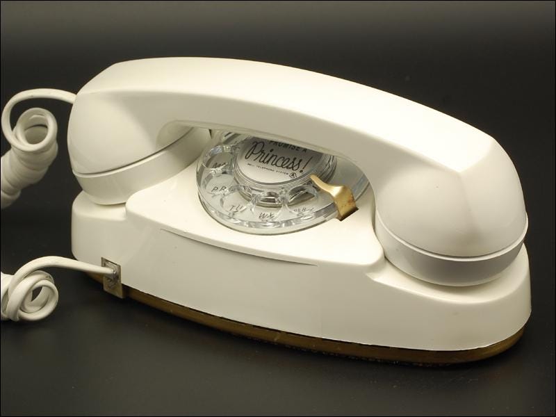 Vintage 1972 White Princess Rotary Desk Telephone With Light Kit ...
