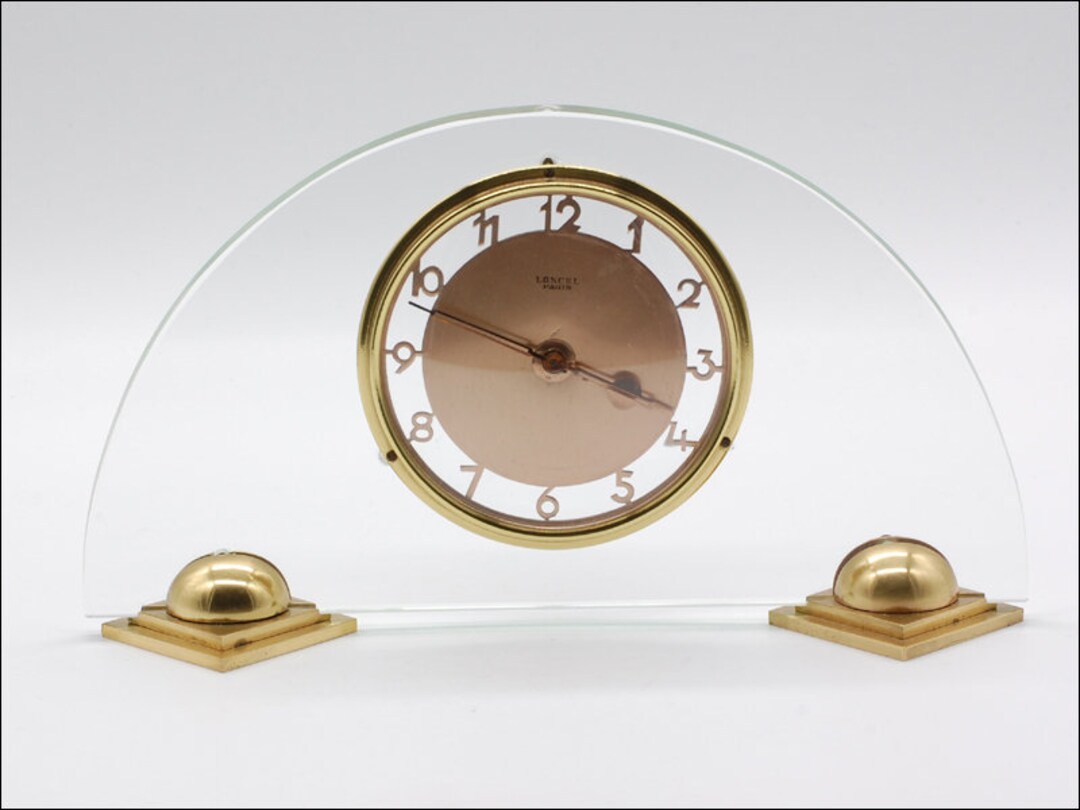 Antique 1920s Lancel Paris Art Deco Glass & Brass Desk or Shelf ...