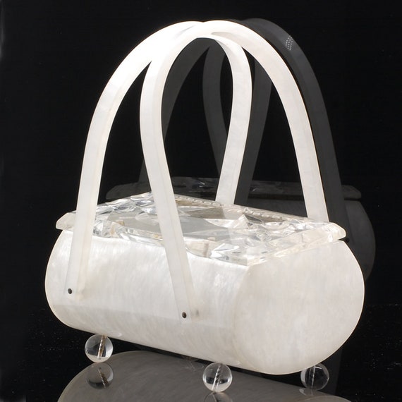 1950s White Lucite Purse by Original Rialto NY - Gem