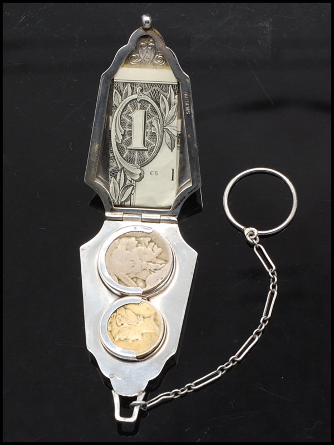 Antique 1920s Sterling Silver Dance Card Coin Holder With Attached ...