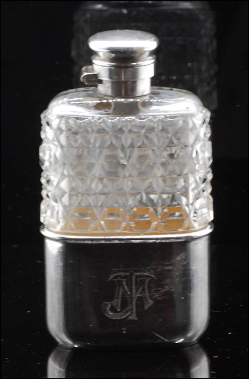 Antique 1910 Cut Glass & Silver Plate Flask - Etsy