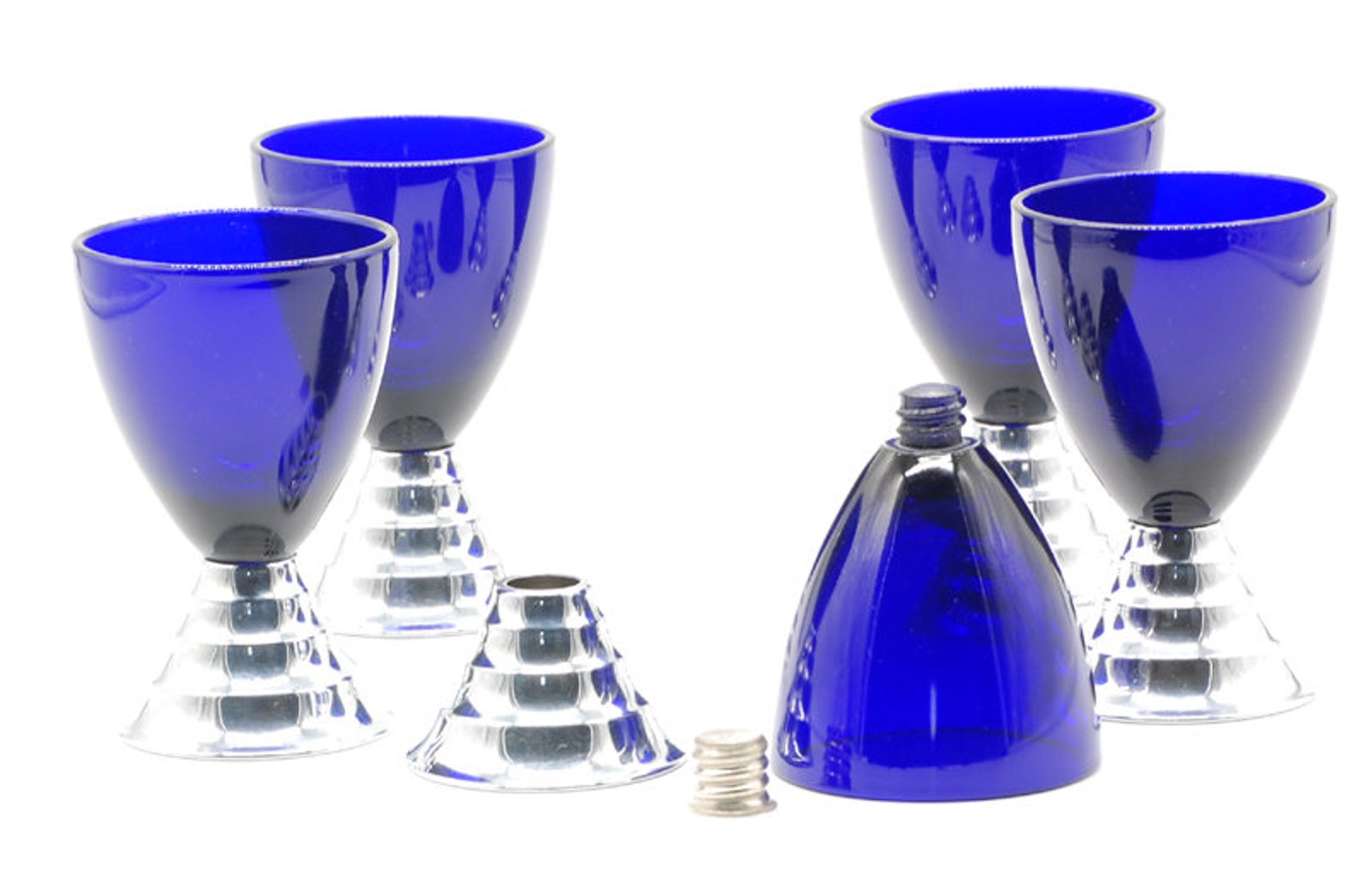Antique Chase Gaiety Chrome Cocktail Shaker with Cobalt Glasses - Etsy 日本
