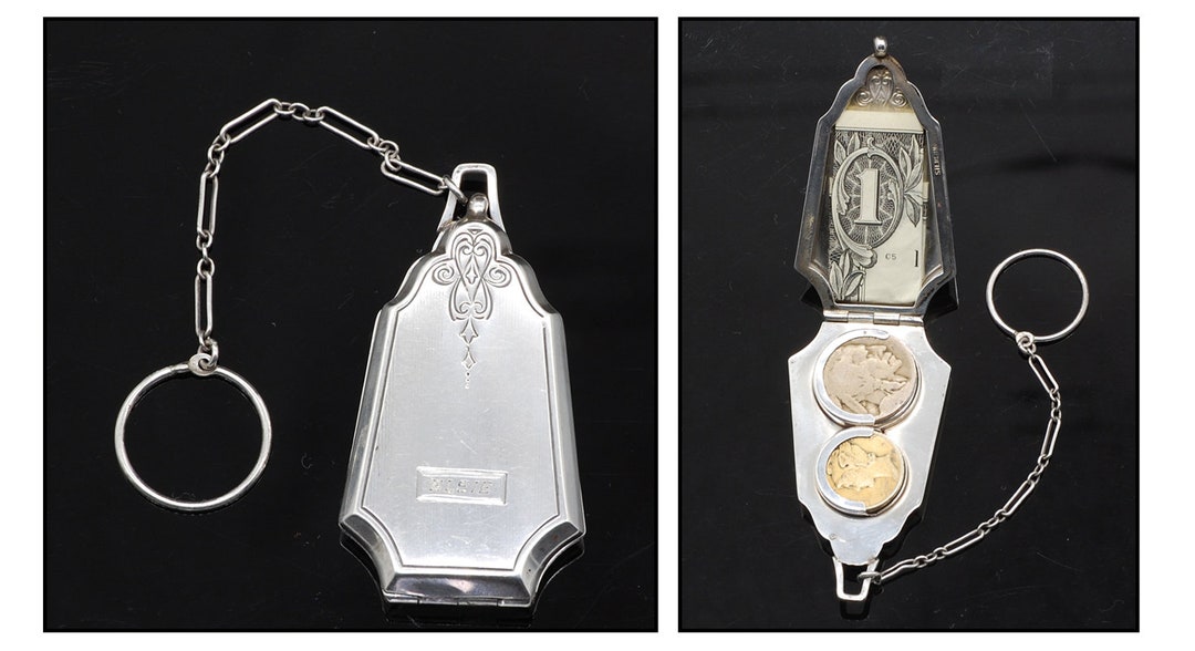 Antique 1920s Sterling Silver Dance Card Coin Holder With Attached ...
