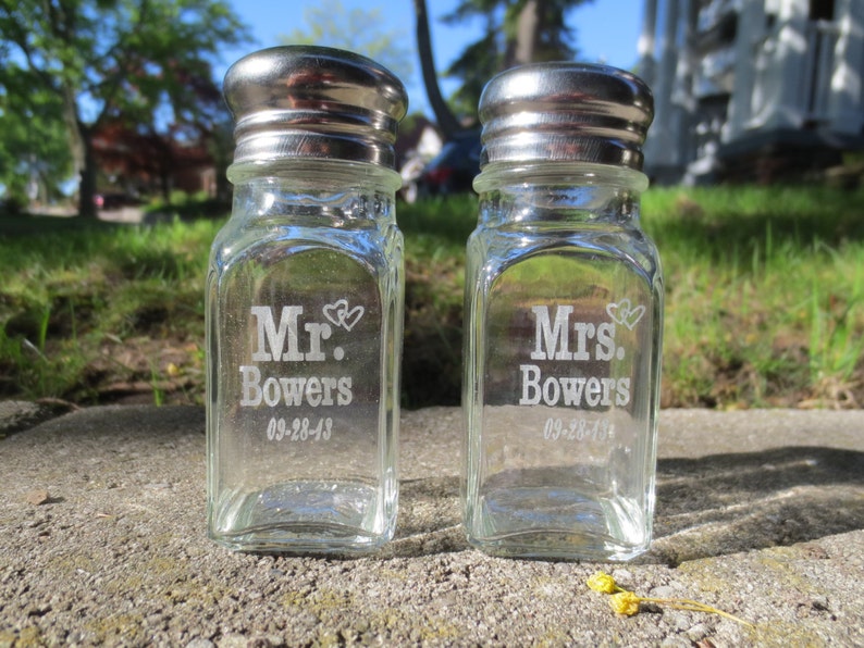 Personalized Wedding Gifts, Wedding Engraved Glass Salt and Pepper ...