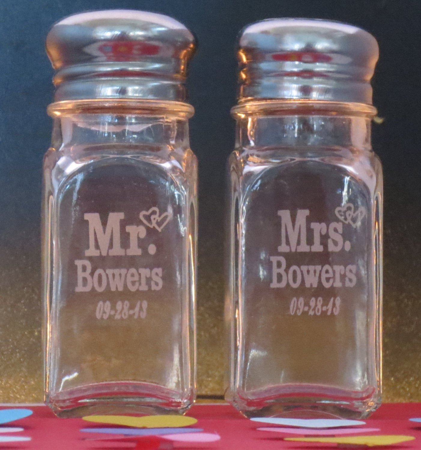 Personalized Wedding Gifts, Wedding Engraved Glass Salt and Pepper ...