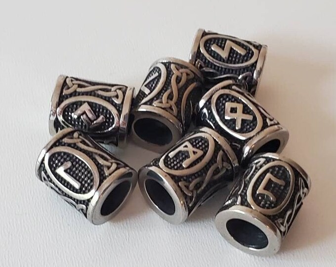 Viking Futhark Rune, Stainless Steel, Large Hole Beads, 1 Pc. Norse ...