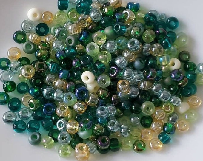 6/0 - 20 Grams, Green Glass Seed Bed Beads, Size 6, Loose Beads, Mix ...