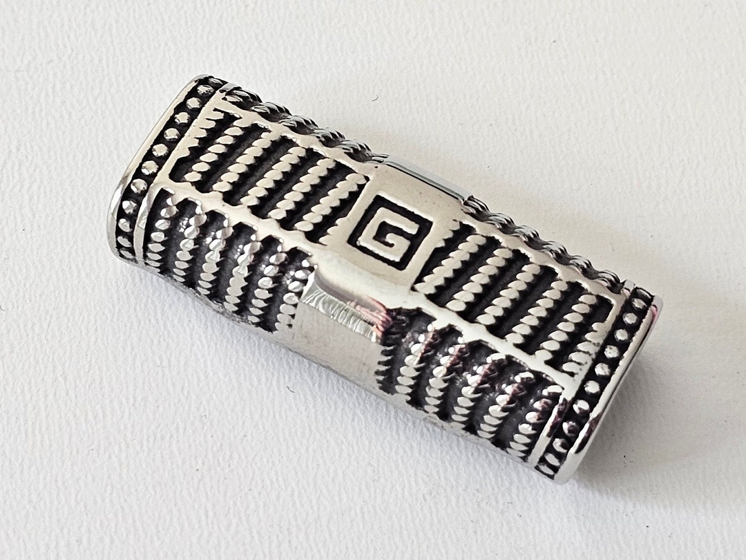 316L Stainless Steel Rectangle Slider Beads Patterned, Hole: 12x6mm ...