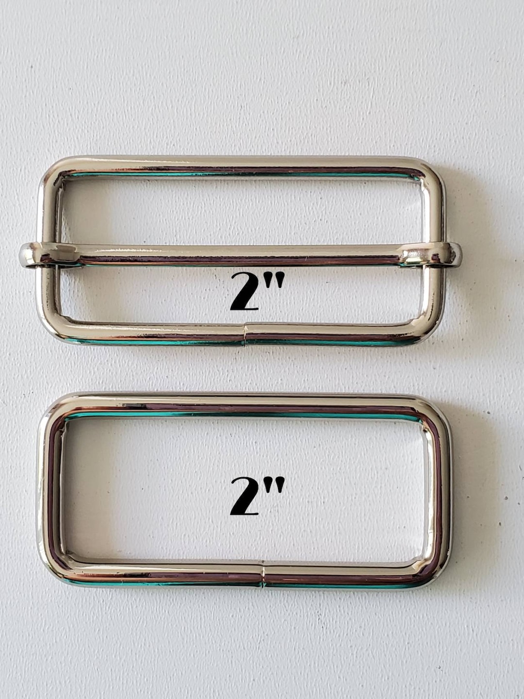 1 Set Metal Adjuster Slide Buckle and Rectangular Loop, 2" and 1.5 ...