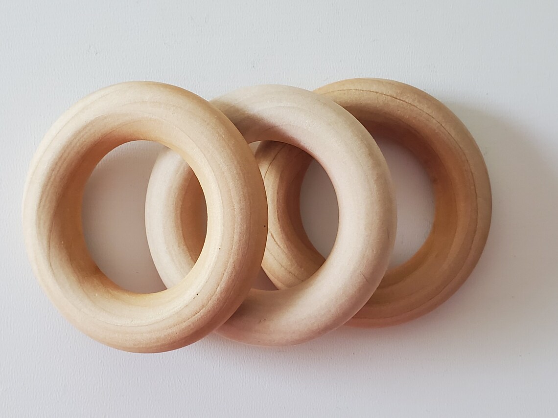 3 Unfinished Wood Rings 2 1/4 55 Mm Natural Wood | Etsy