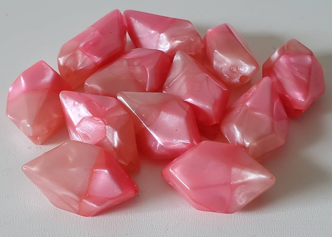 Bicolor Pearlized Pink Acrylic Beads, Large Acrylic Beads, Pearlized ...