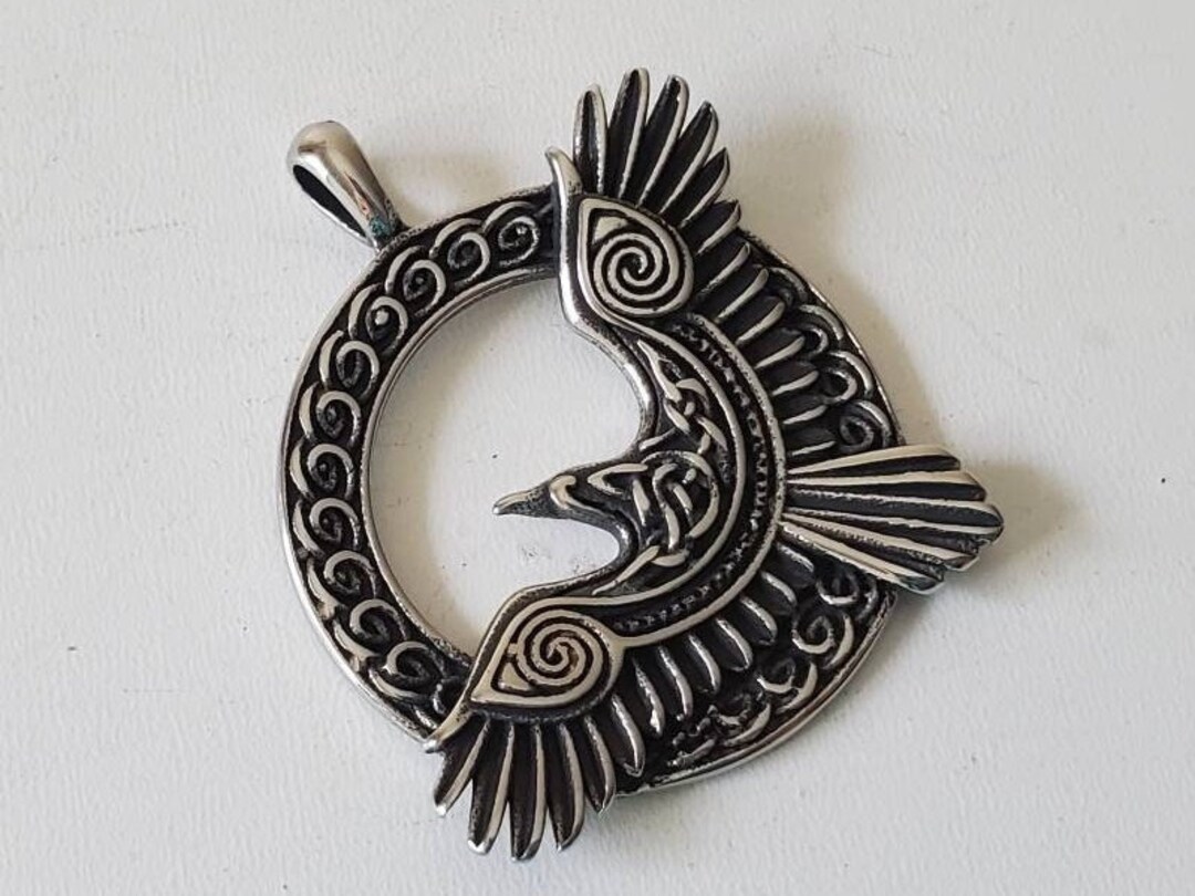 304 Stainless Steel Raven Pendant, 49.5X40.5 Mm, Odin's Ravens, Norse ...