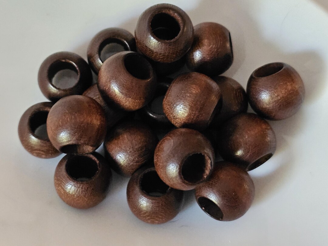 14 Mm Round Wood Beads, 0.55", 20 Beads, Large Hole Beads, Size:14x11 ...