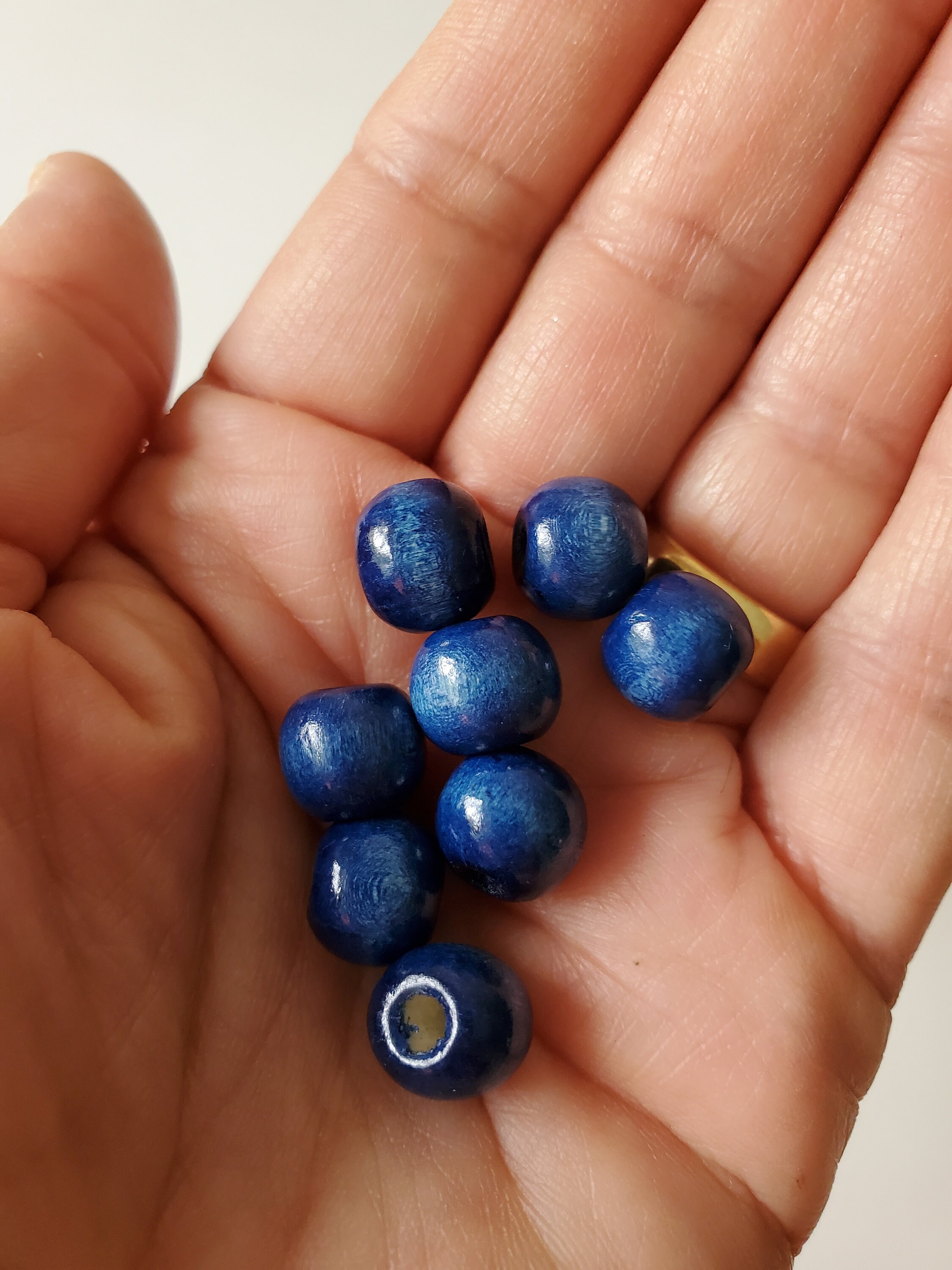 10 Mm Blue Round Wood Beads, 100 Beads, Marine Blue Beads, Wooden Beads ...
