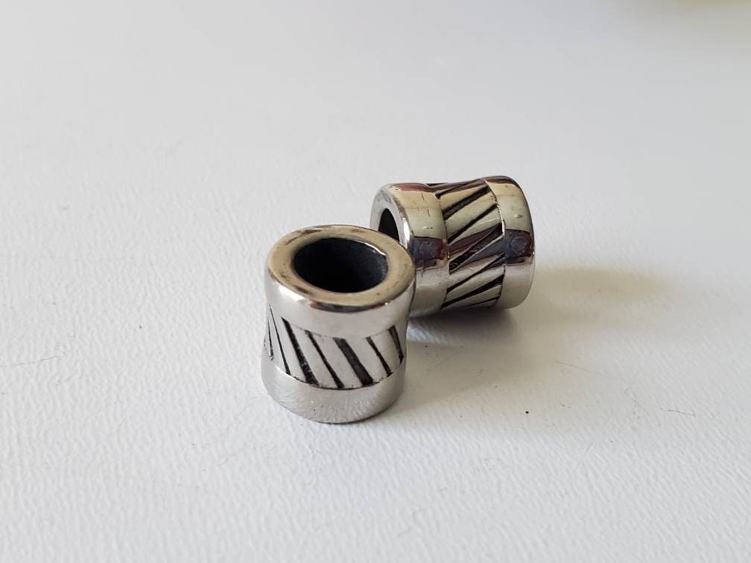 Stainless Steel Tube Beads, Large Hole, 2 Beads, Column, Antique Silver ...