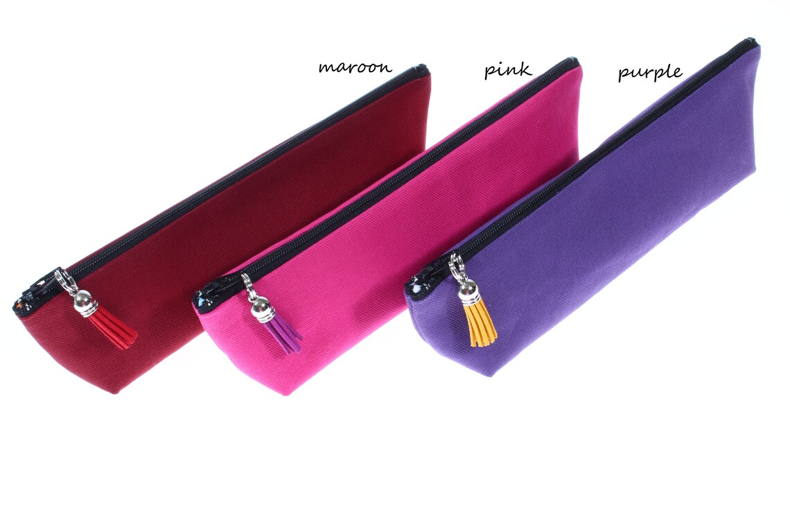 Zipper pouch canvas slim mini pencil case makeup brush bag | Etsy