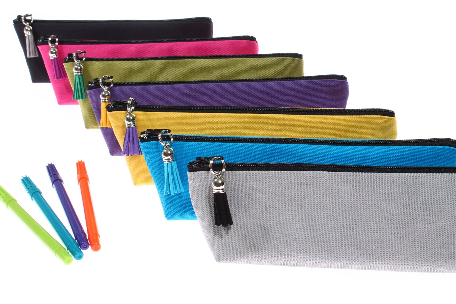 Zipper Pouch Canvas Slim Mini Pencil Case Makeup Brush Bag - Etsy