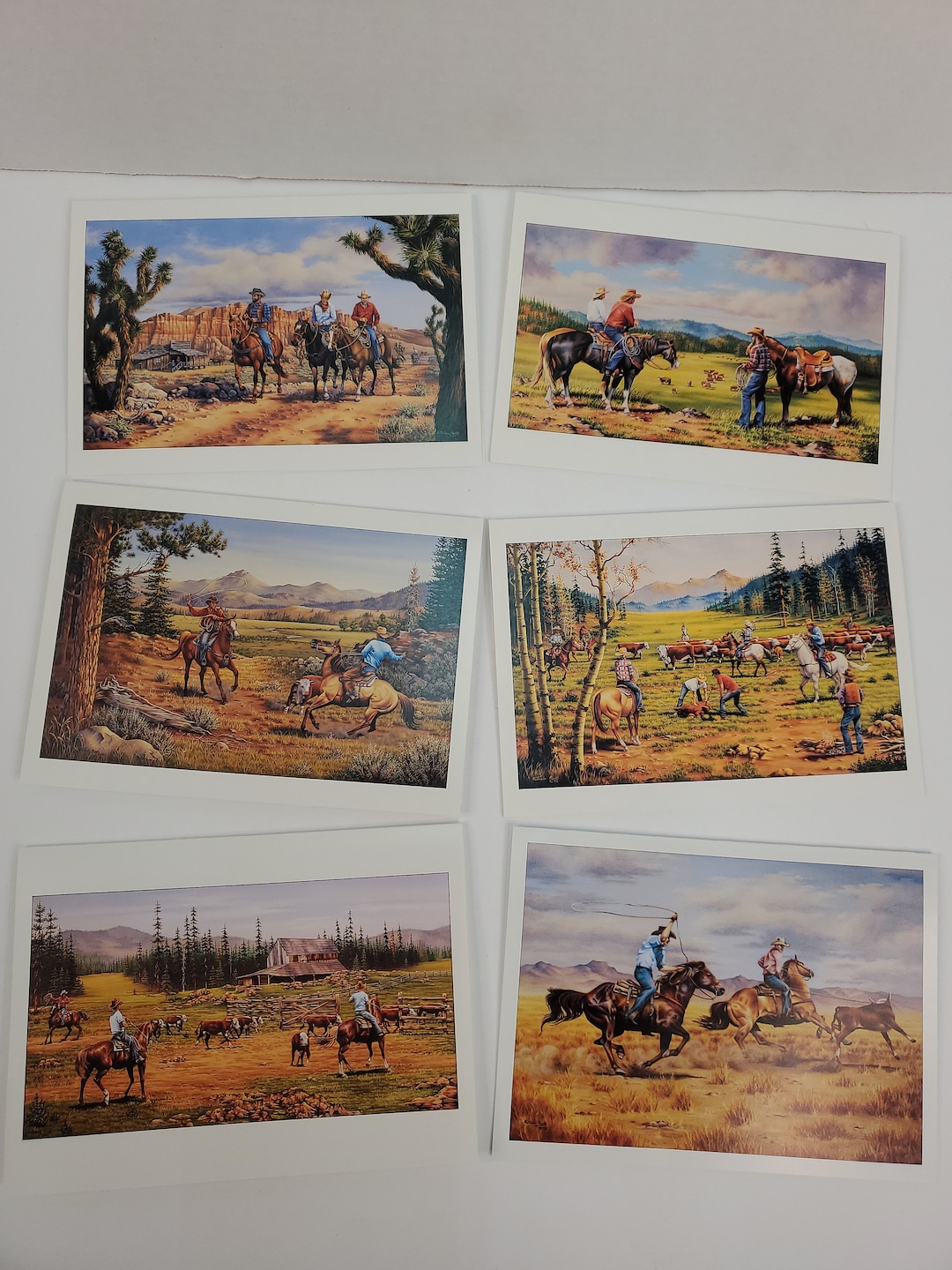 5x7 BLANK NOTE Cards W/envelopes 18 Pk. Oil Paintings of Western ...