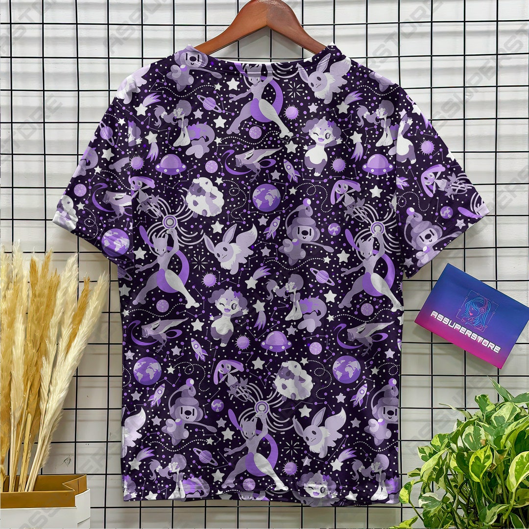 Mewtwo Purple Funny Tshirt Evee Mewtwo Kawaii Design Tshirt Anime Shirt ...