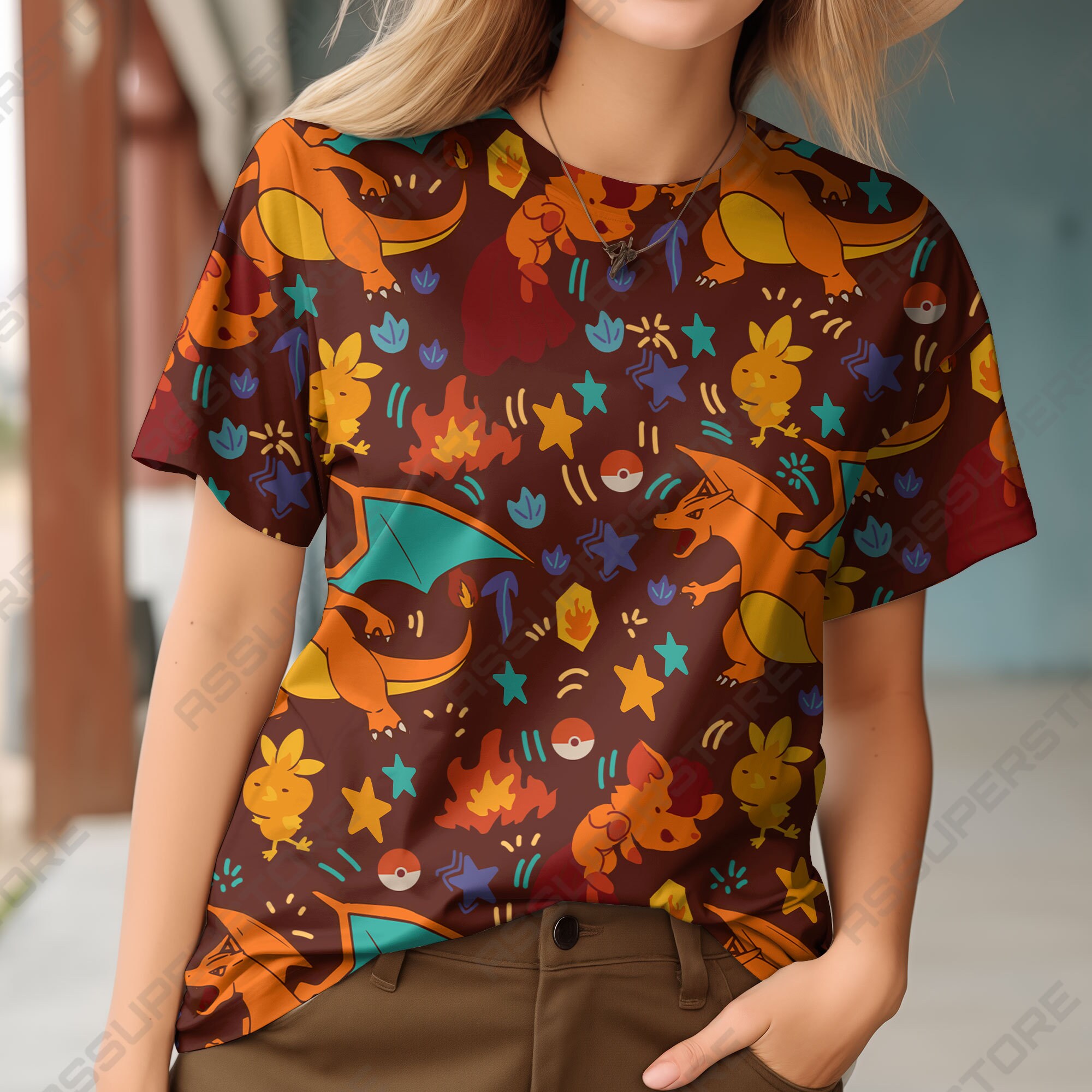 Charizard Fire T-shirt Dragon Kaiju T-shirt, Torchic Cute T-shirt ...