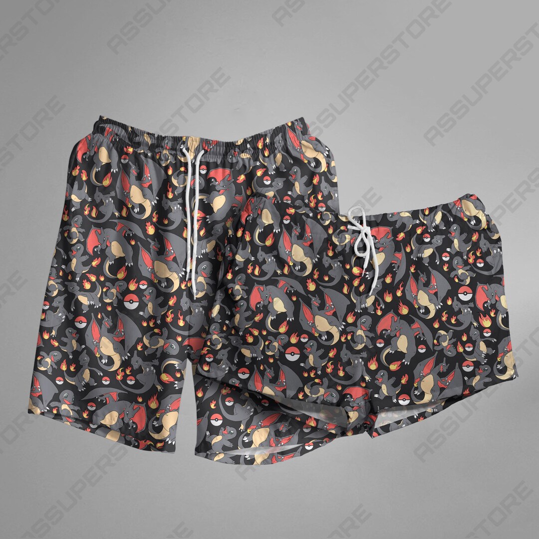 Charmander Charizard Hawaiian Shorts Fire Charmander Summer Hawaiian ...
