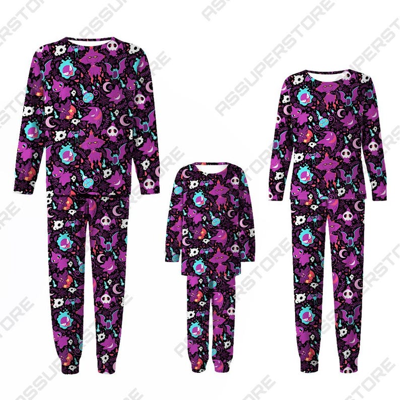 Gengar Mismagius Pajamas Cute Matching Family Sleepwear Cozy Couples ...