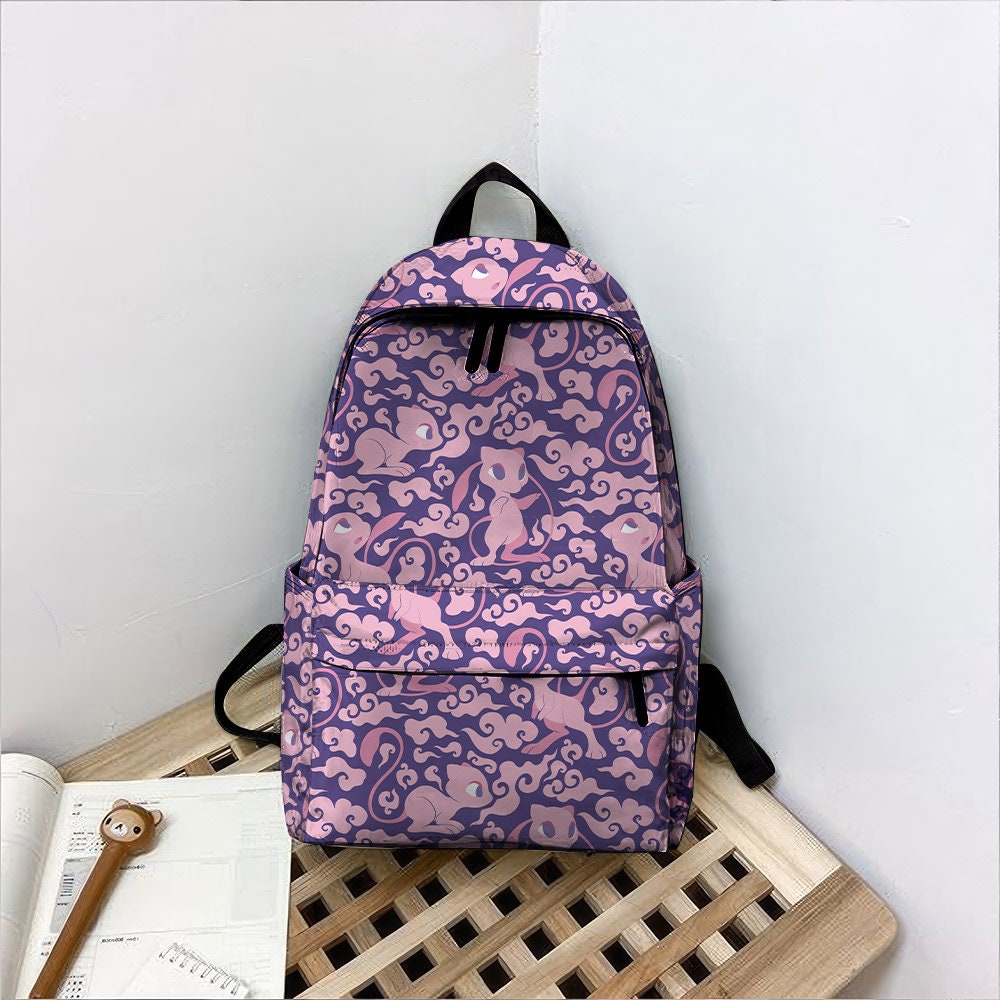 Mew Canvas Backpack Mew Cat Emotes Travel Backpack Mew Laptop Backpack ...