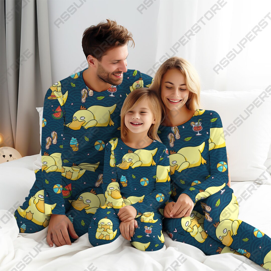 Cute Psyduck Pajamas Duck Family Pajamas Japanese Anime Pajamas Gifts ...