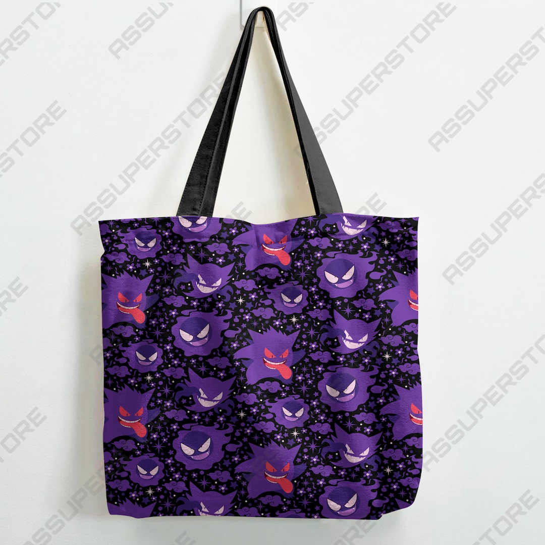 Gengar Emotes Cute Canvas Totes Bag, Gengar Personalized Totes for Boy ...
