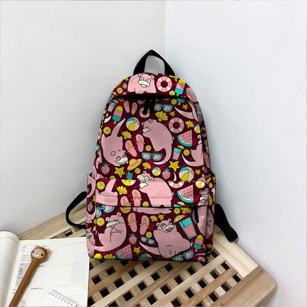 Slowpoke Kawaii Pink Backpack Yadon Red Cartoon School - Etsy