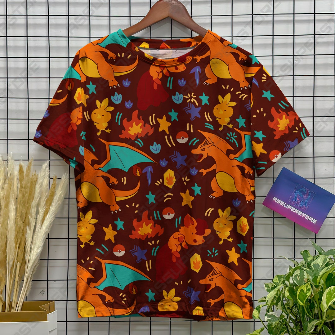 Charizard Fire T-shirt Dragon Kaiju T-shirt, Torchic Cute T-shirt ...