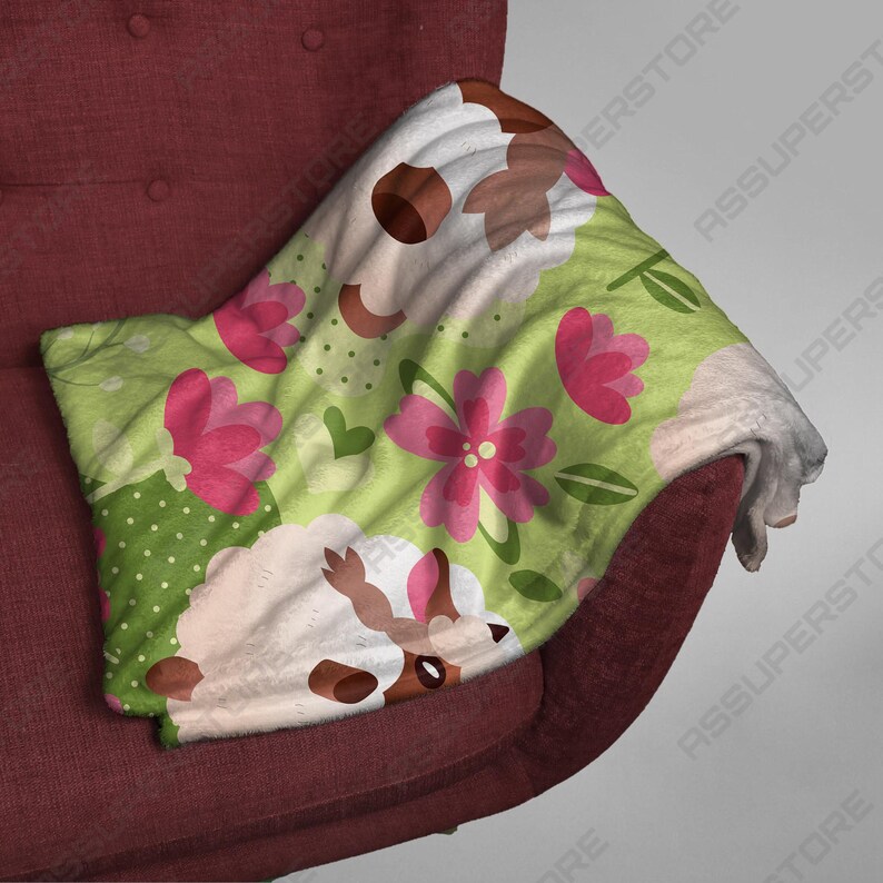 Wooloo Fleece Blanket Cute Floral Art Throw Blanket Soft Cozy Home ...