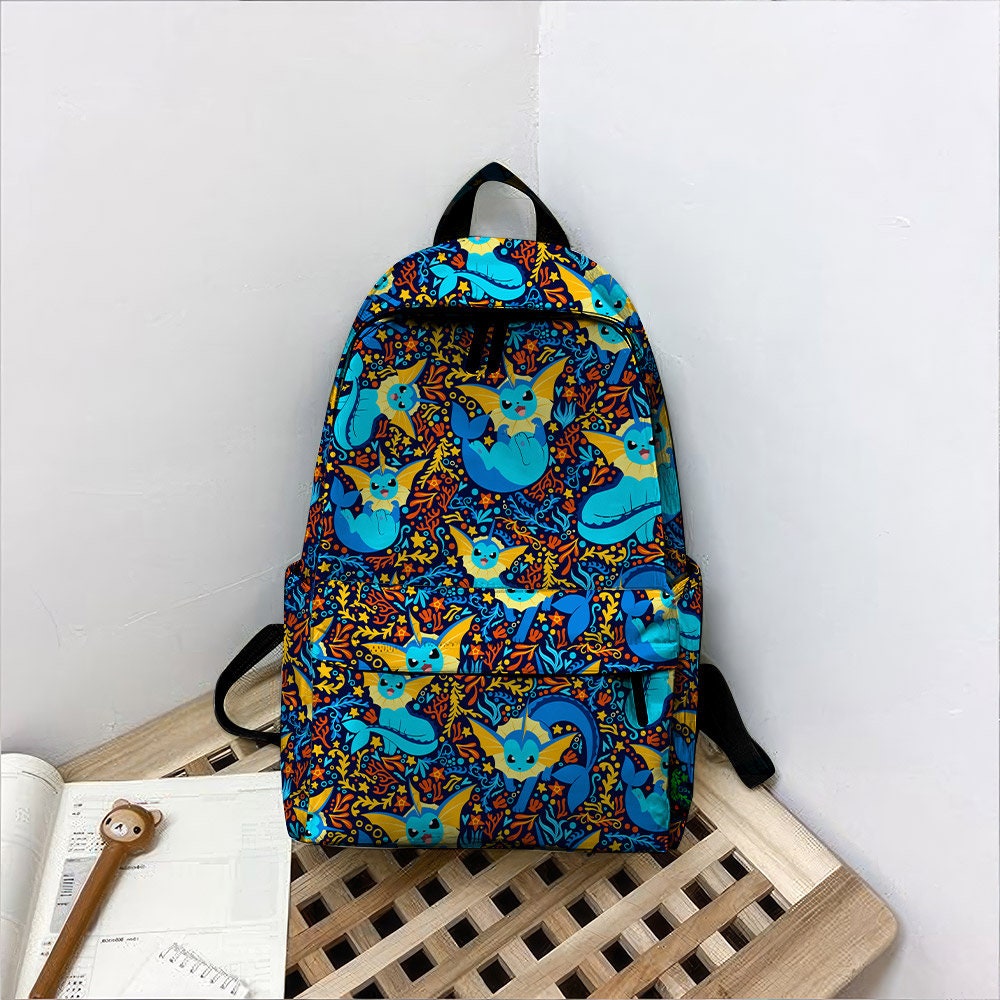 Vaporeon Cute Canvas Backpack, Vaporeon Travel Backpack, Vaporeon ...