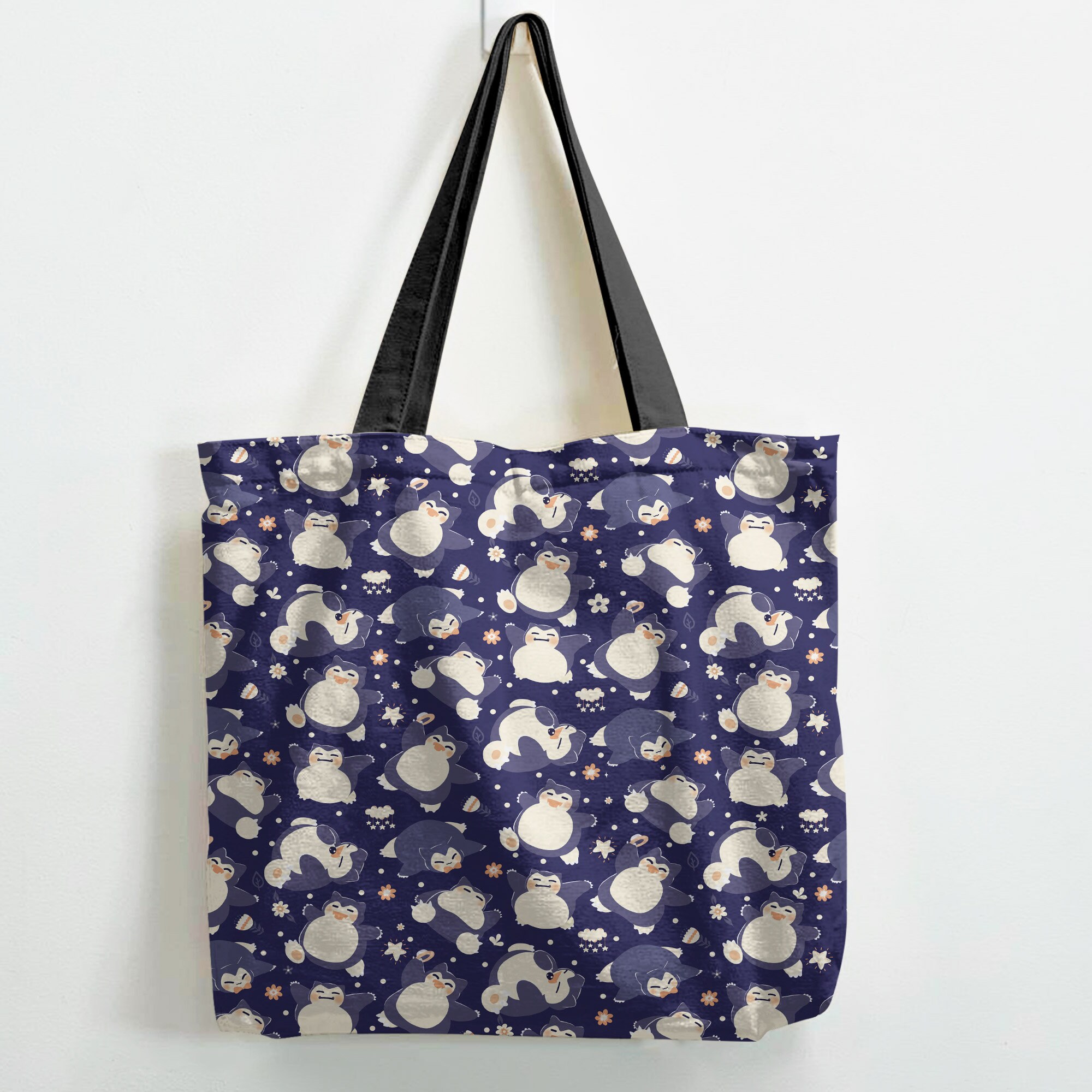 Snorlax Kawaii Tote Bag, Snorlax Book Tote Bag, Snorlax Animal Tote Bag ...