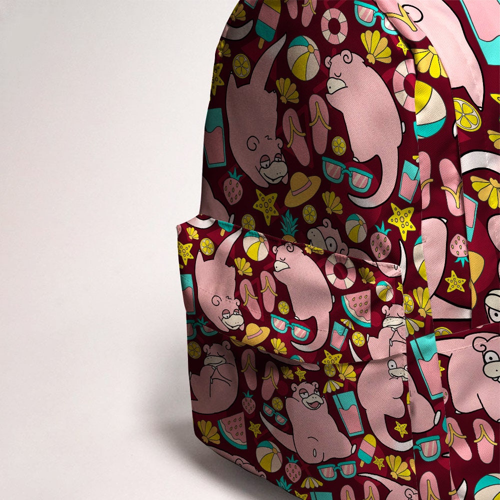 Slowpoke Kawaii Pink Backpack Yadon Red Cartoon School - Etsy