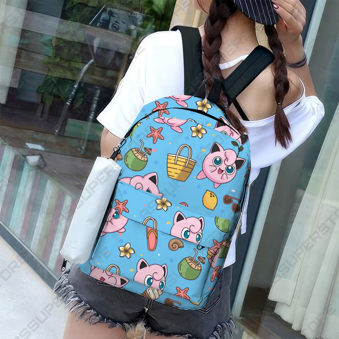 Jigglypuff Pink Cute School Backpack Purin Fairy Anime Blue Activities ...