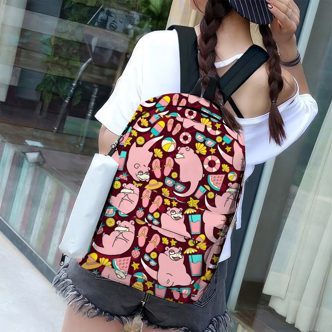 Slowpoke Kawaii Pink Backpack Yadon Red Cartoon School - Etsy