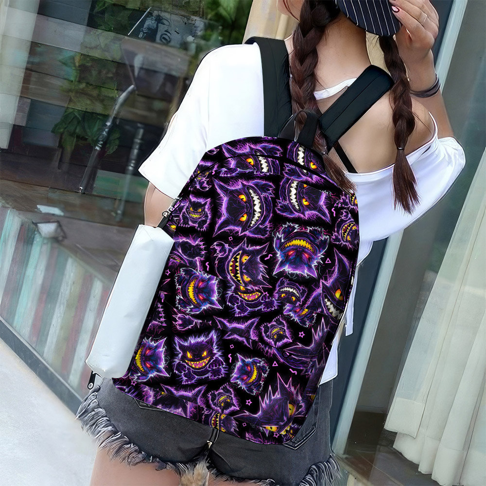 Mega Gengar Neon School Backpack Gengar Ghost Japanese Travel Backpack ...