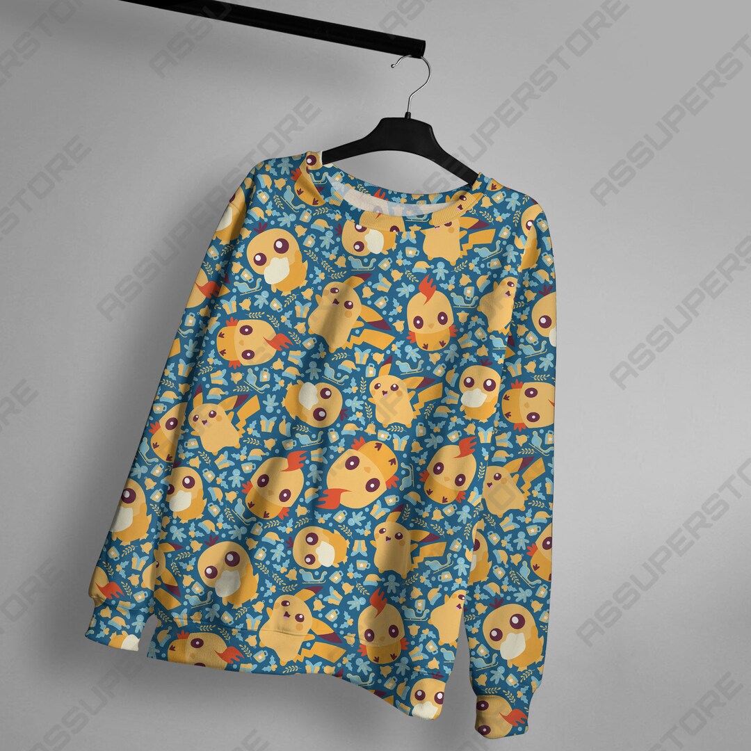 Psyduck Pikachu Sweatshirt Electric and Psychedelic Cuteness Gift ...