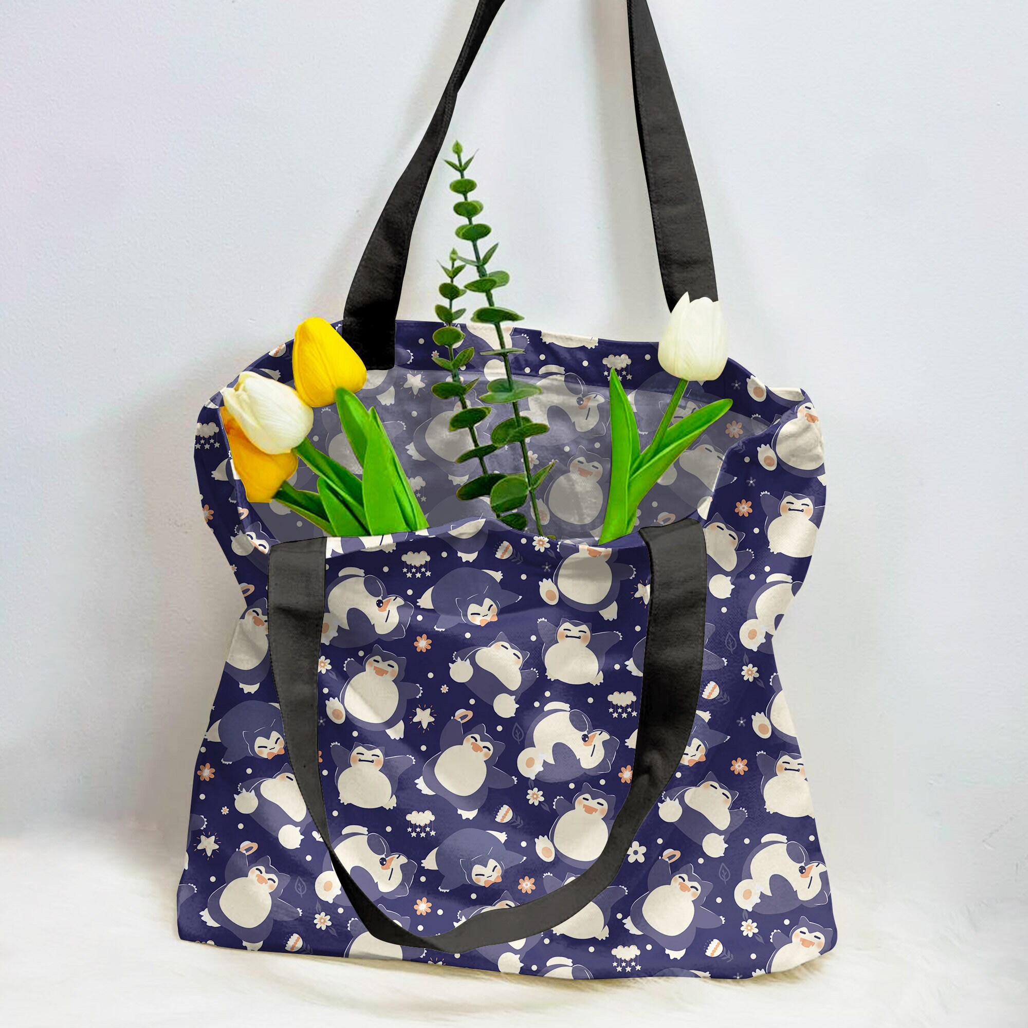 Snorlax Kawaii Tote Bag, Snorlax Book Tote Bag, Snorlax Animal Tote Bag ...