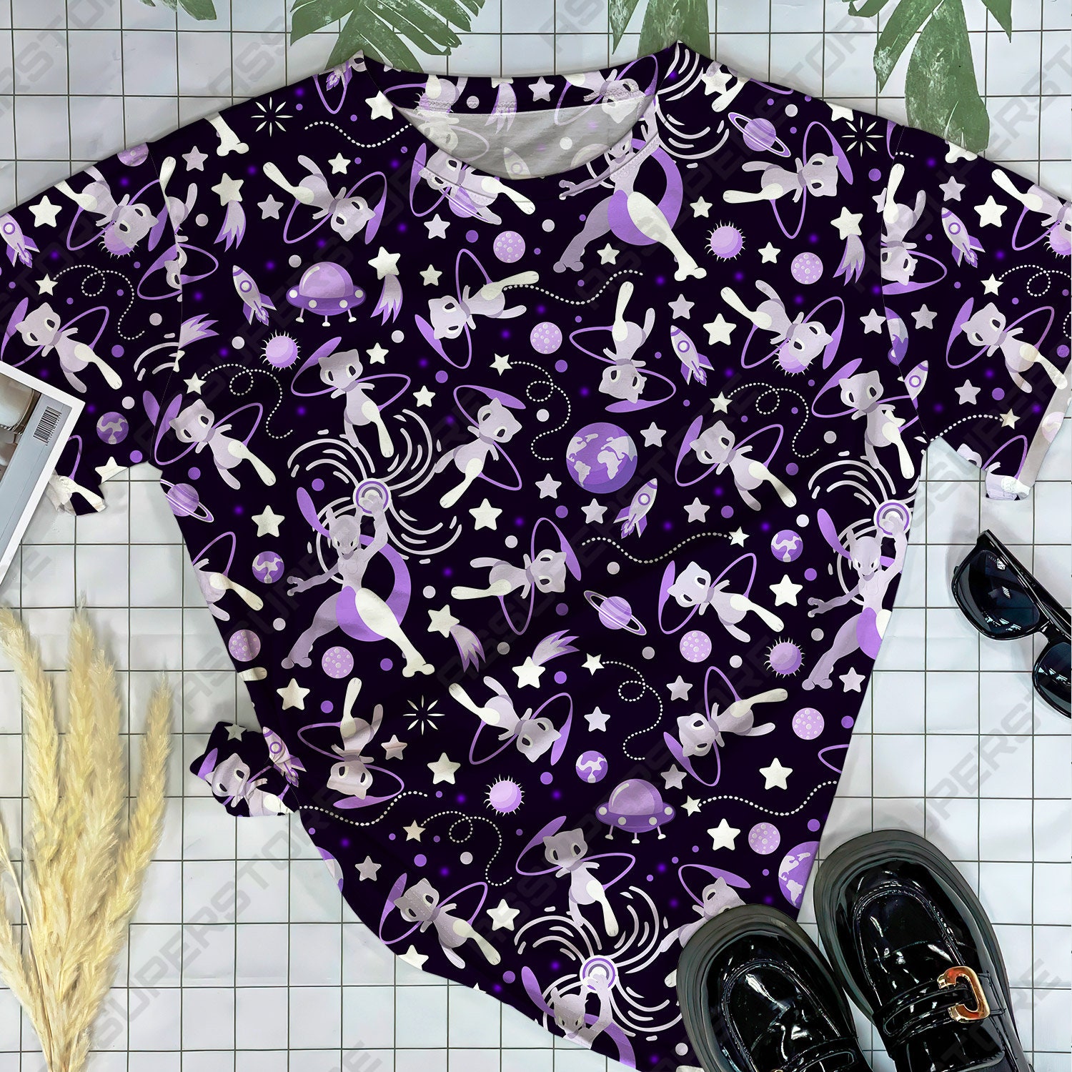 Mew Figure Alien Shirt Mewtwo Mew Kawaii Tshirt Cat Emotes Anime Tshirt ...